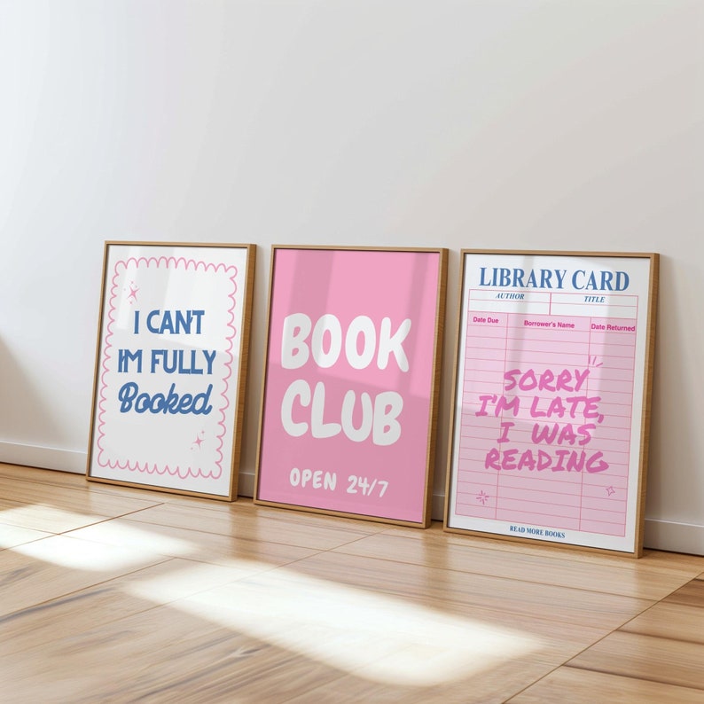 Book Club Print, Book Lovers Gift Print, Trendy Reading Corner Poster ...