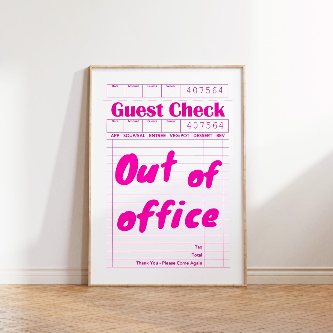 Retro Out of Office Wall Art, Pink Preppy Printable Poster, Hot Pink ...