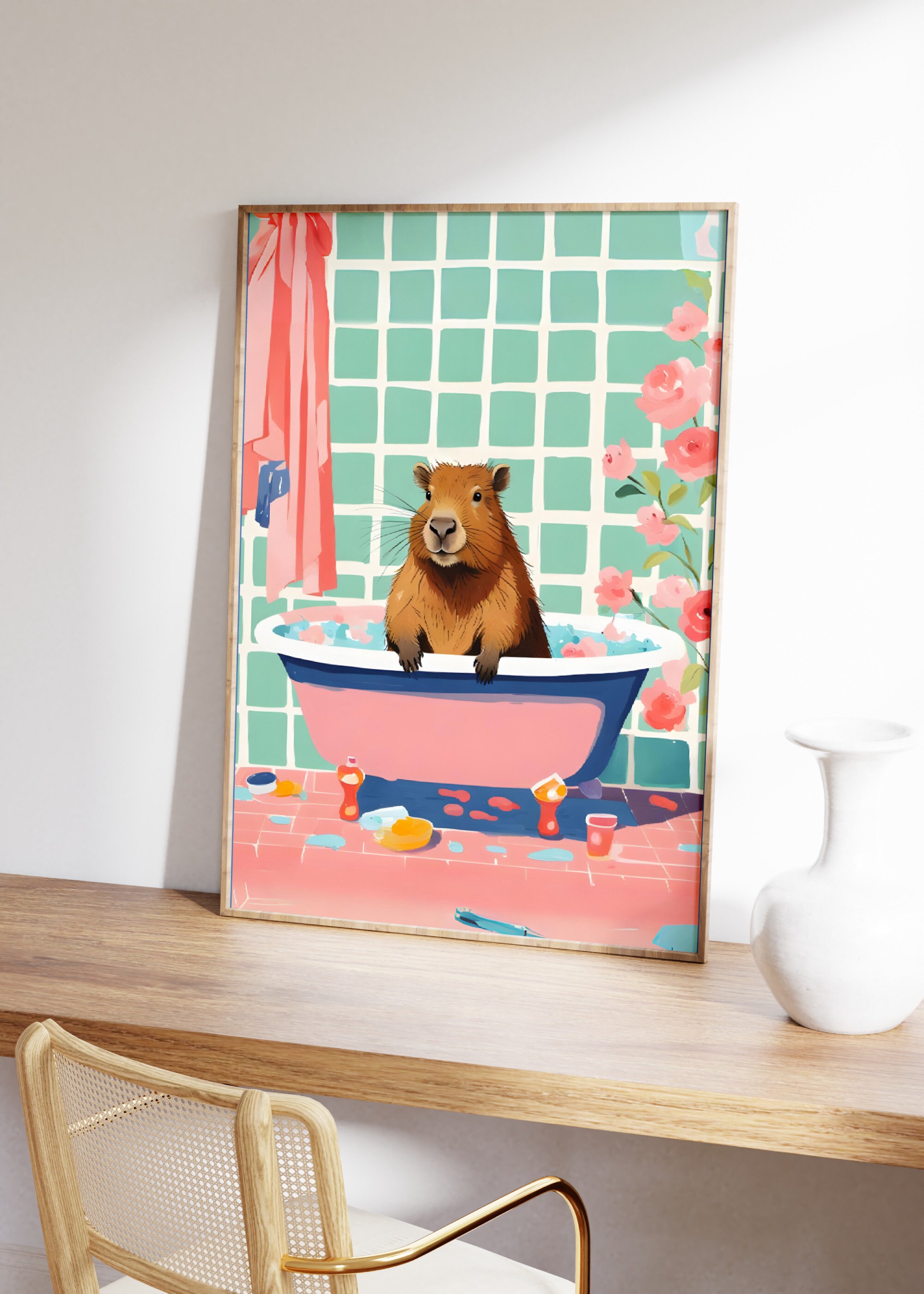 Capybara Print, Capybara Bath Poster, Bathroom Decor, Capybara Lover ...