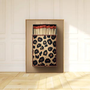 Retro Leopard Matchbox Print Trendy Beige Matches Poster Glam Matchbook ...