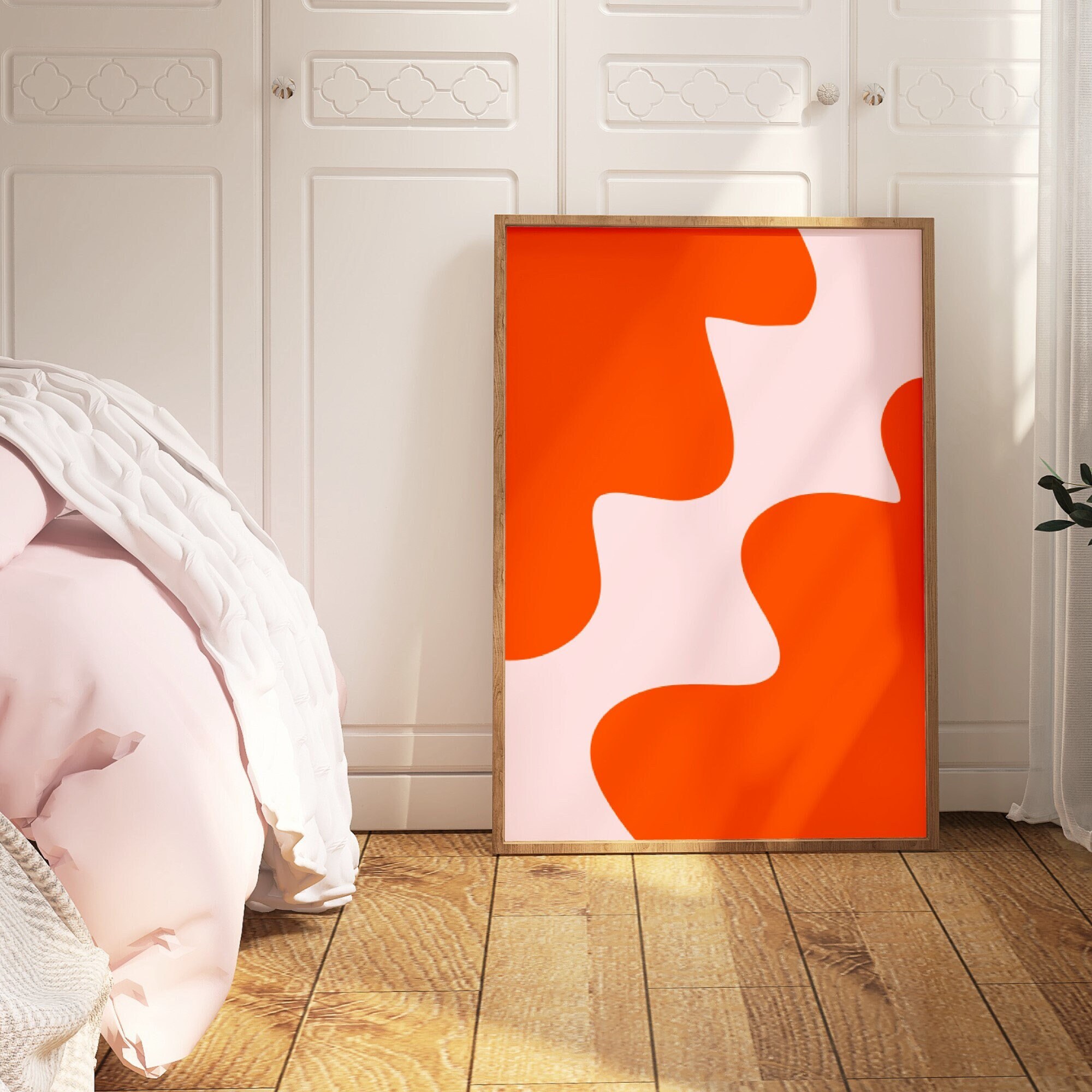 Pink Orange Abstract Print Preppy Poster Digital Art - Etsy