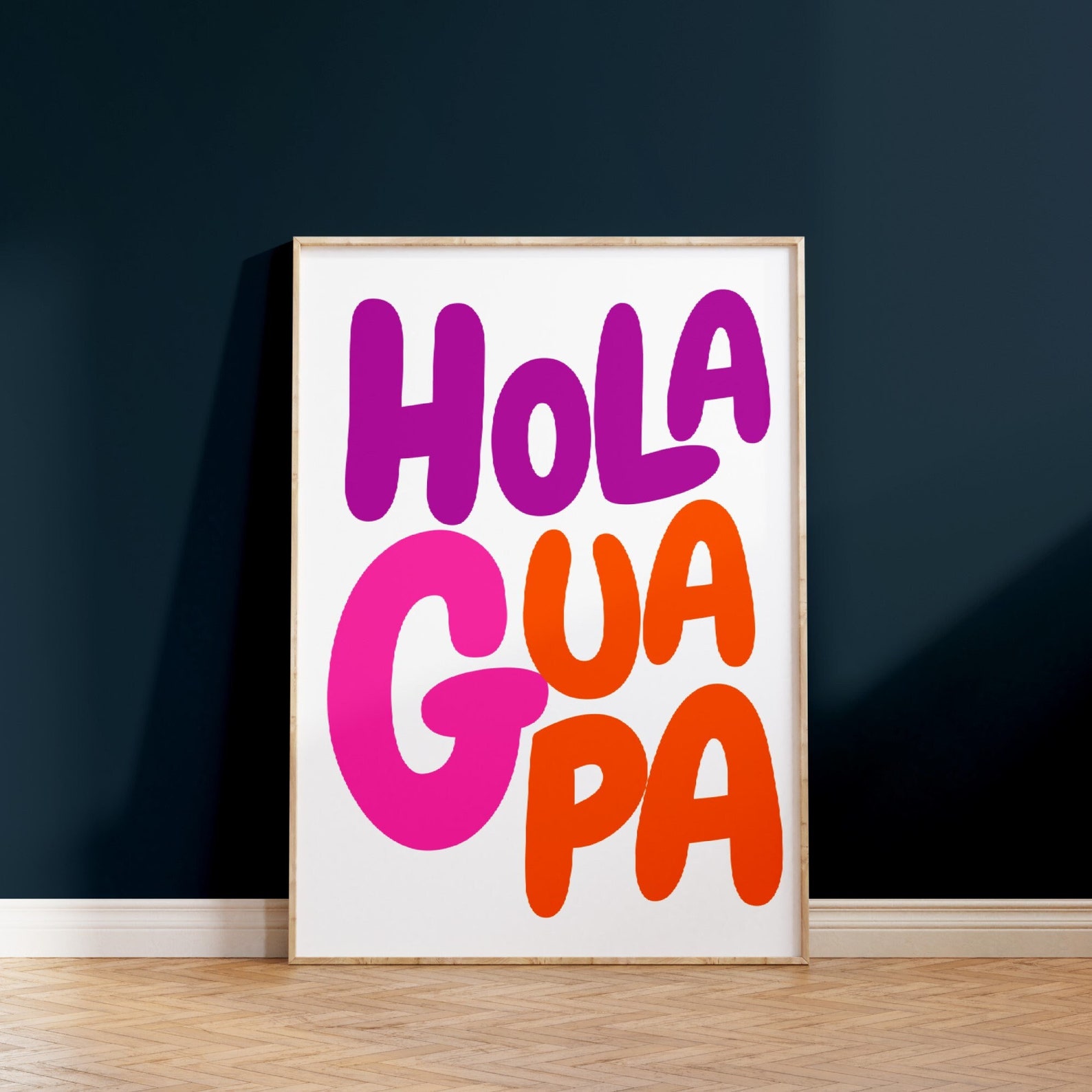 Hola Guapa Print Hola Poster PRINTABLE Wall Art Pink Orange - Etsy