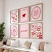 Set of 6 Red Love Prints Hearts and Kisses Wall Art Valentine's Day ...
