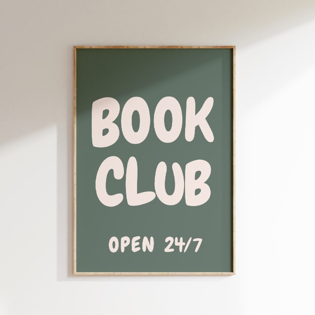 Book Club Print, Book Lovers Gift Print, Trendy Reading Corner Poster ...