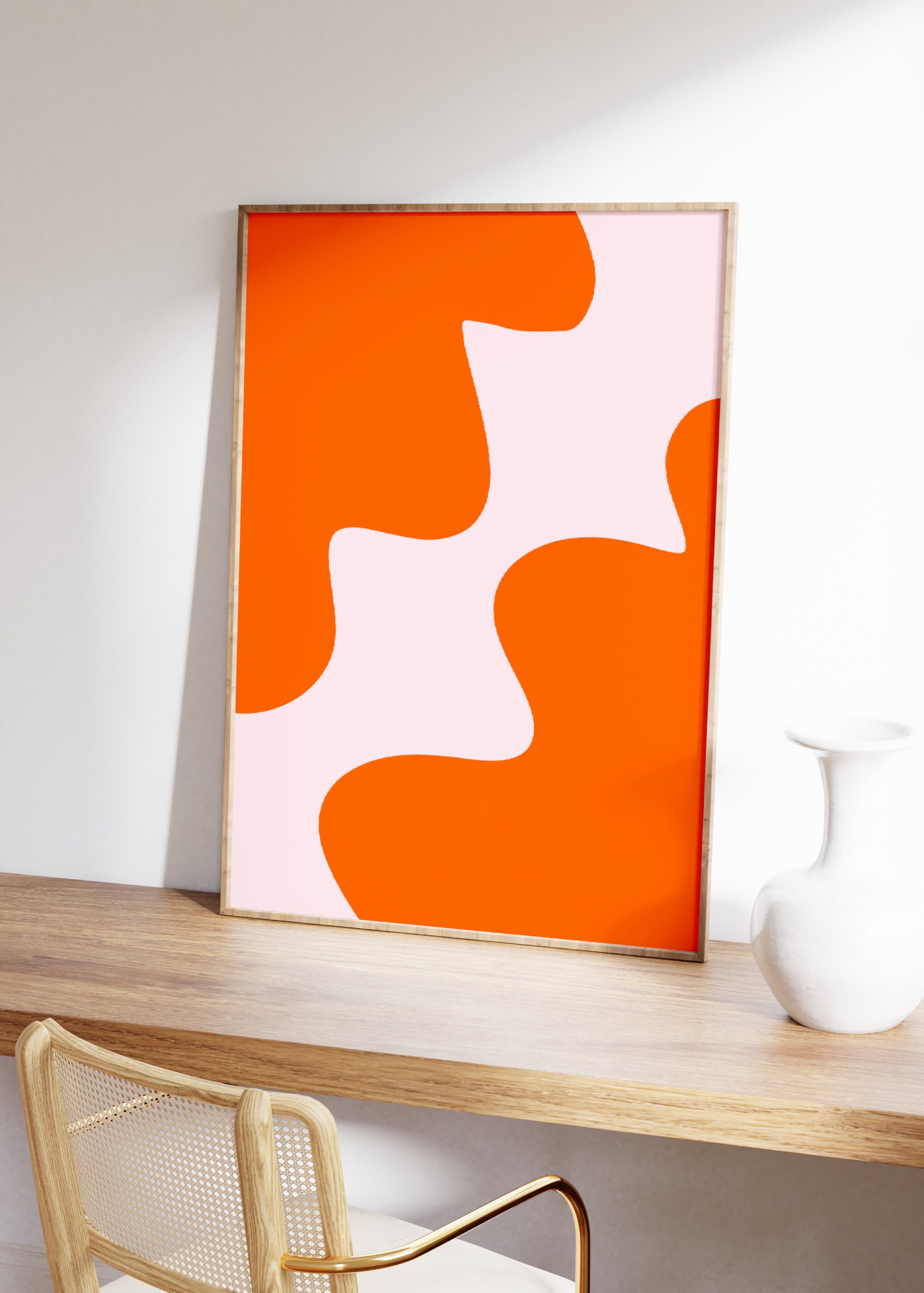 Pink Orange Abstract Print Preppy Poster Digital Art - Etsy