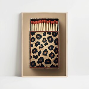 Retro Leopard Matchbox Print Trendy Beige Matches Poster Glam Matchbook ...
