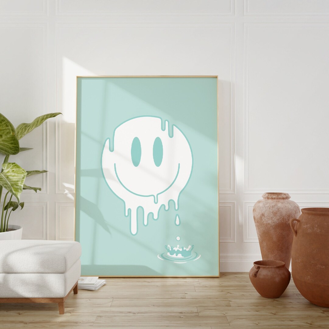 Smiley Face Print, Preppy Room Decor, College Apartment Decor, Y2k Room ...