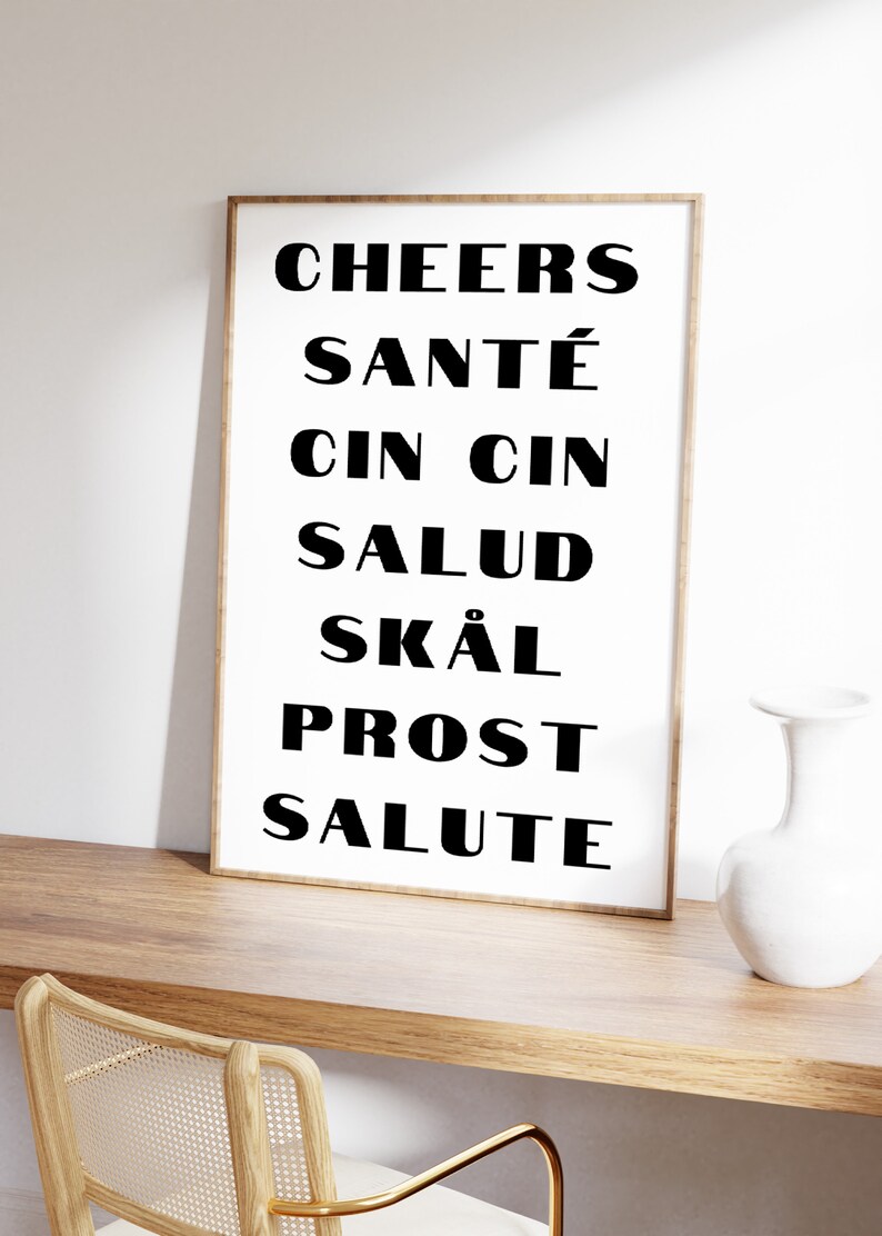 Cheers Print Digital Download Print Trendy Wall Art Bar - Etsy