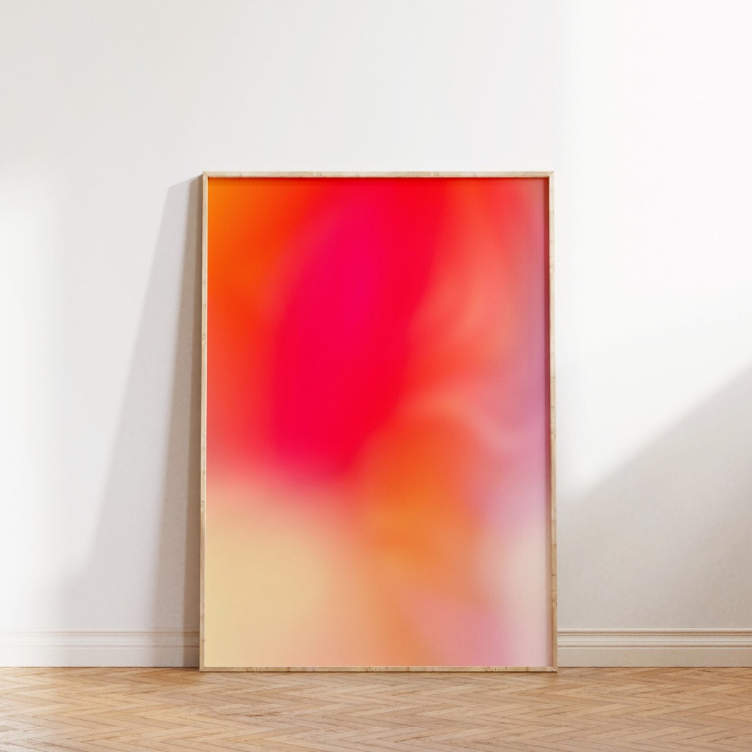 Red Aura Wall Art, Red Orange Blur Gradient Print, Spiritual Poster ...