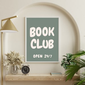Book Club Print, Book Lovers Gift Print, Trendy Reading Corner Poster ...