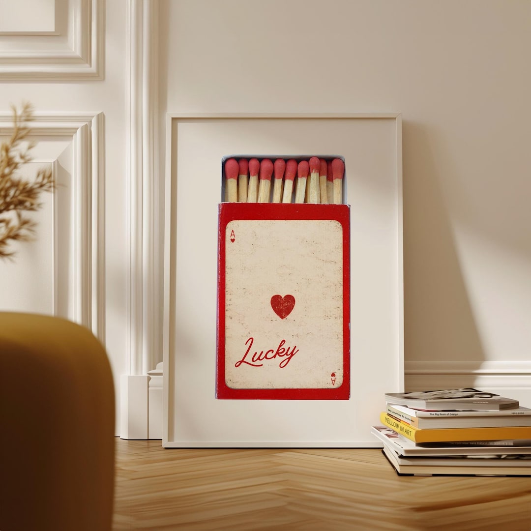 Retro Matchbox Print, Trendy Red Matches Poster, Retro Matchbook Wall ...