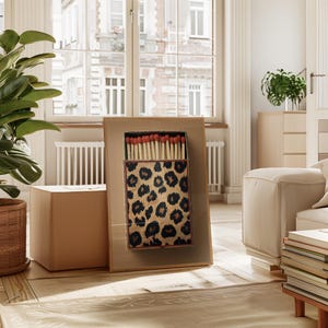 Retro Leopard Matchbox Print Trendy Beige Matches Poster Glam Matchbook ...
