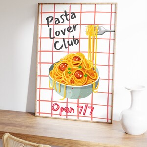 Pasta Lover Club Poster, Pasta Poster, Spaghetti Print, Pasta Poster ...