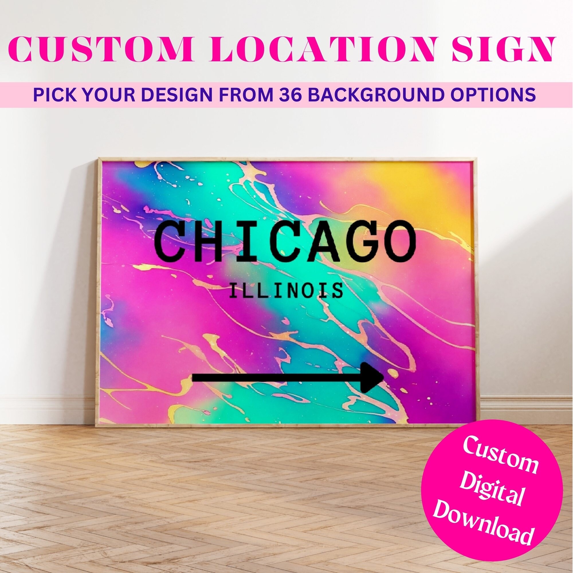 Custom Location Sign Preppy Wall Art Printable Dorm Decor - Etsy