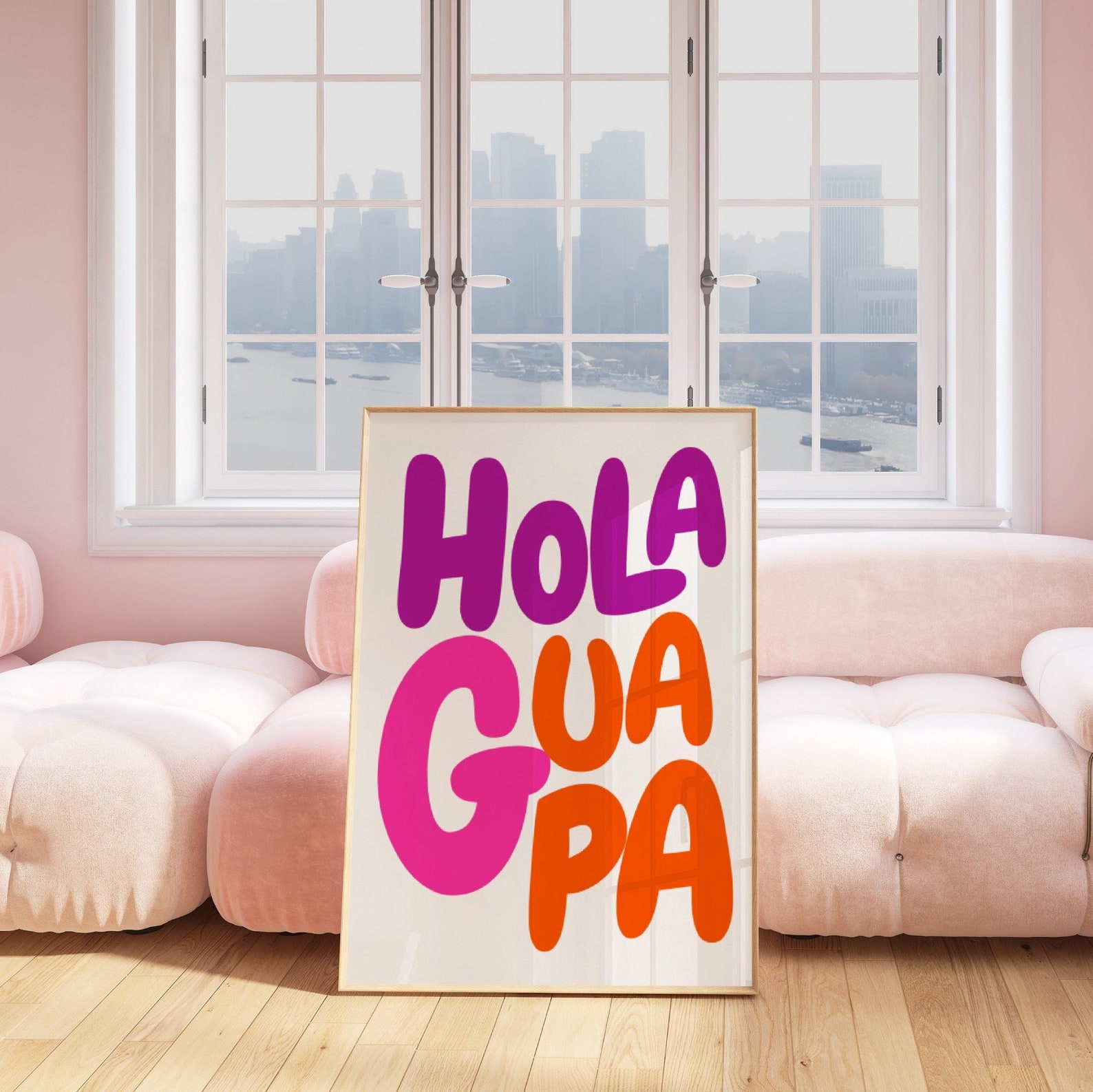 Hola Guapa Print Hola Poster PRINTABLE Wall Art Pink Orange - Etsy