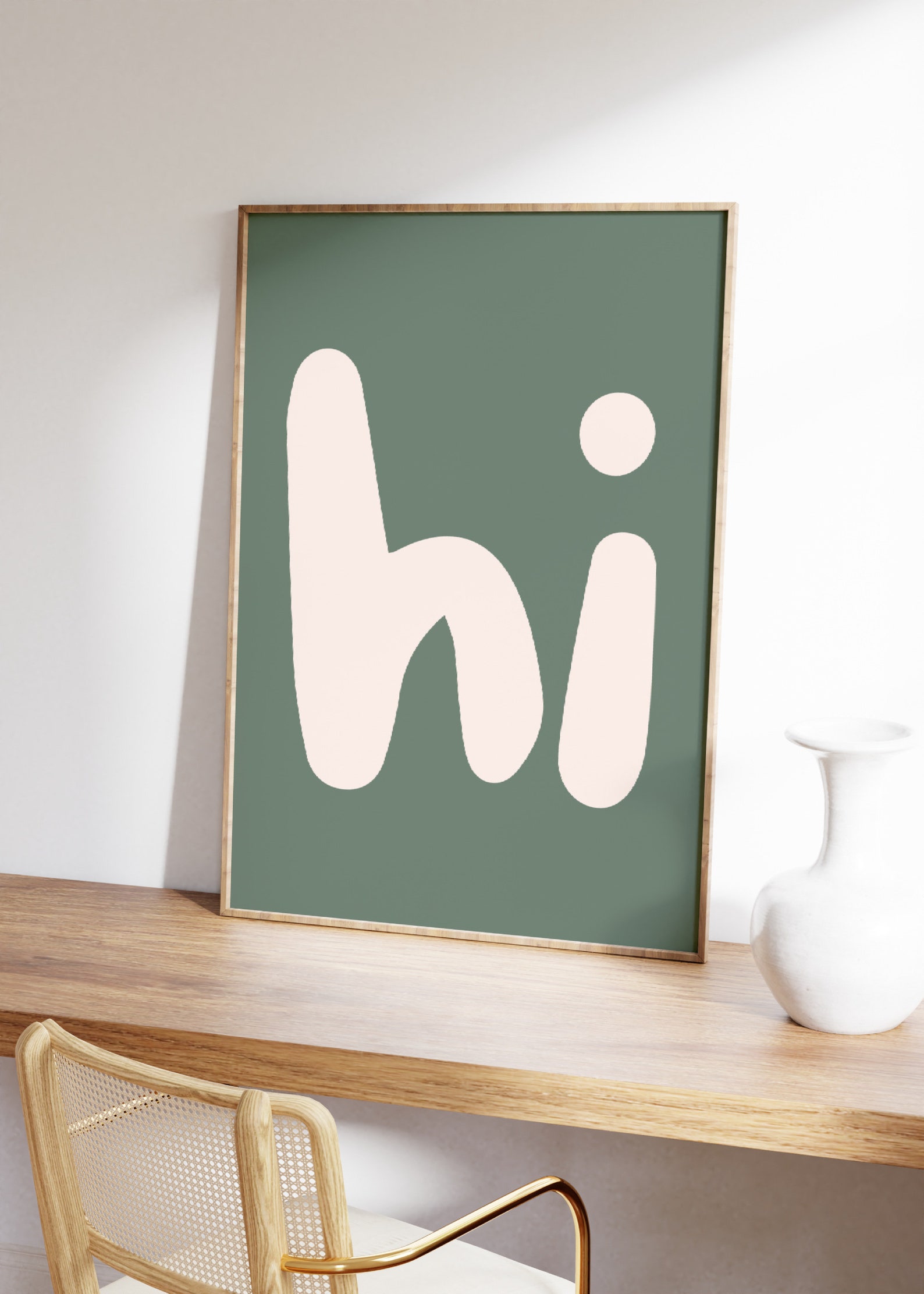 Hi Print, Sage Green Wall Art, Hello Wall Art, Hi Posters, Printable ...