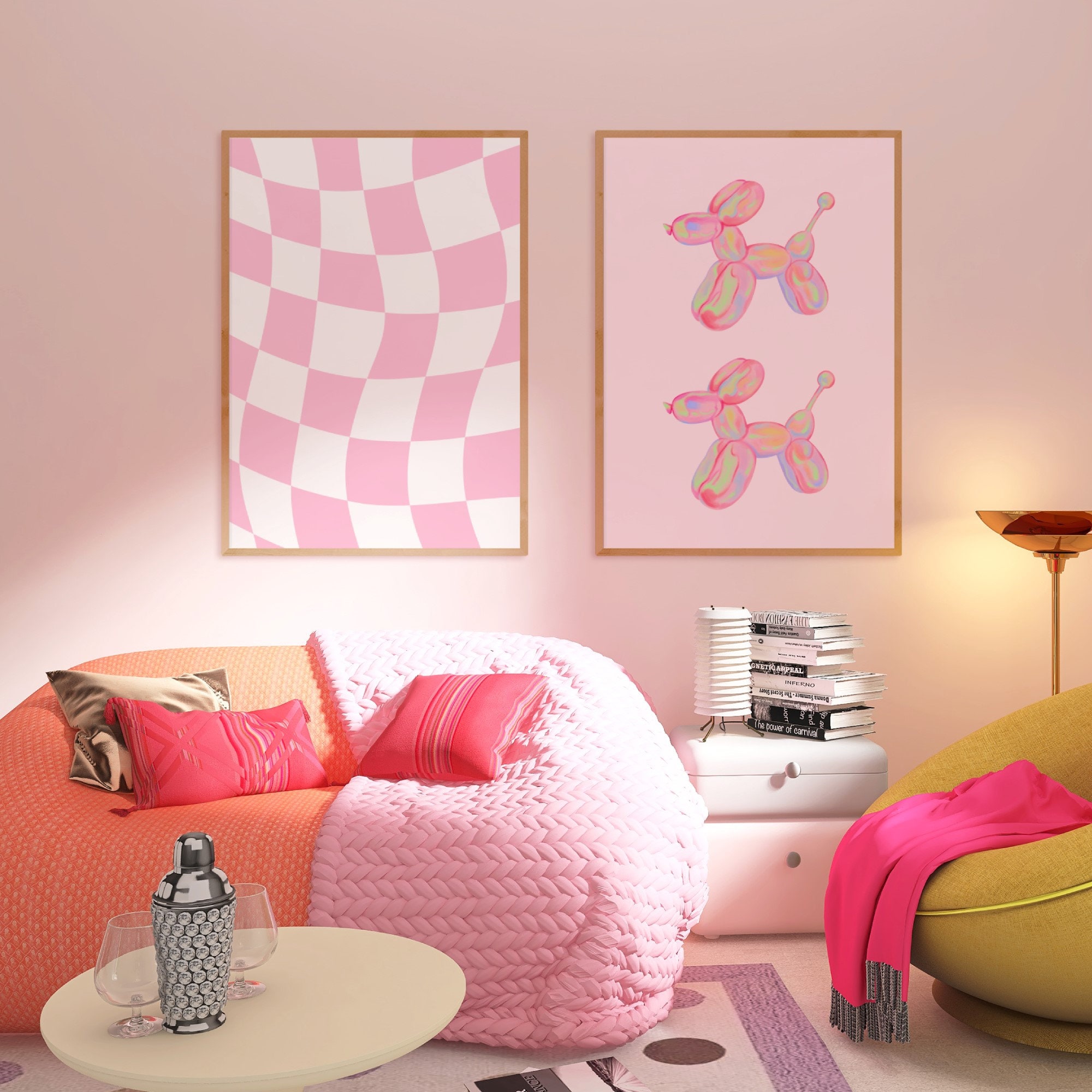 Pink Preppy Wall Art Girly Trendy Prints Set of 6 College Dorm Decor ...