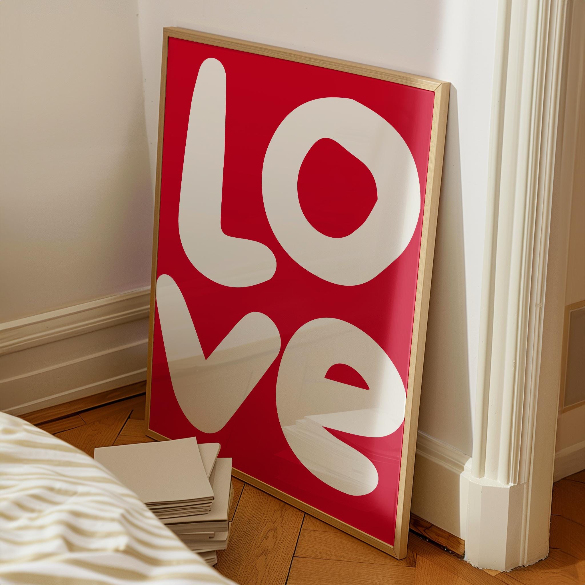 Set of 6 Red Love Prints Love Actually is All Around Ace of Hearts Card ...