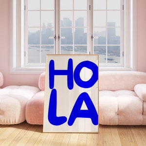 Hola Quote Print, PRINTABLE Wall Art, Blue Decor, Spanish Phrase ...