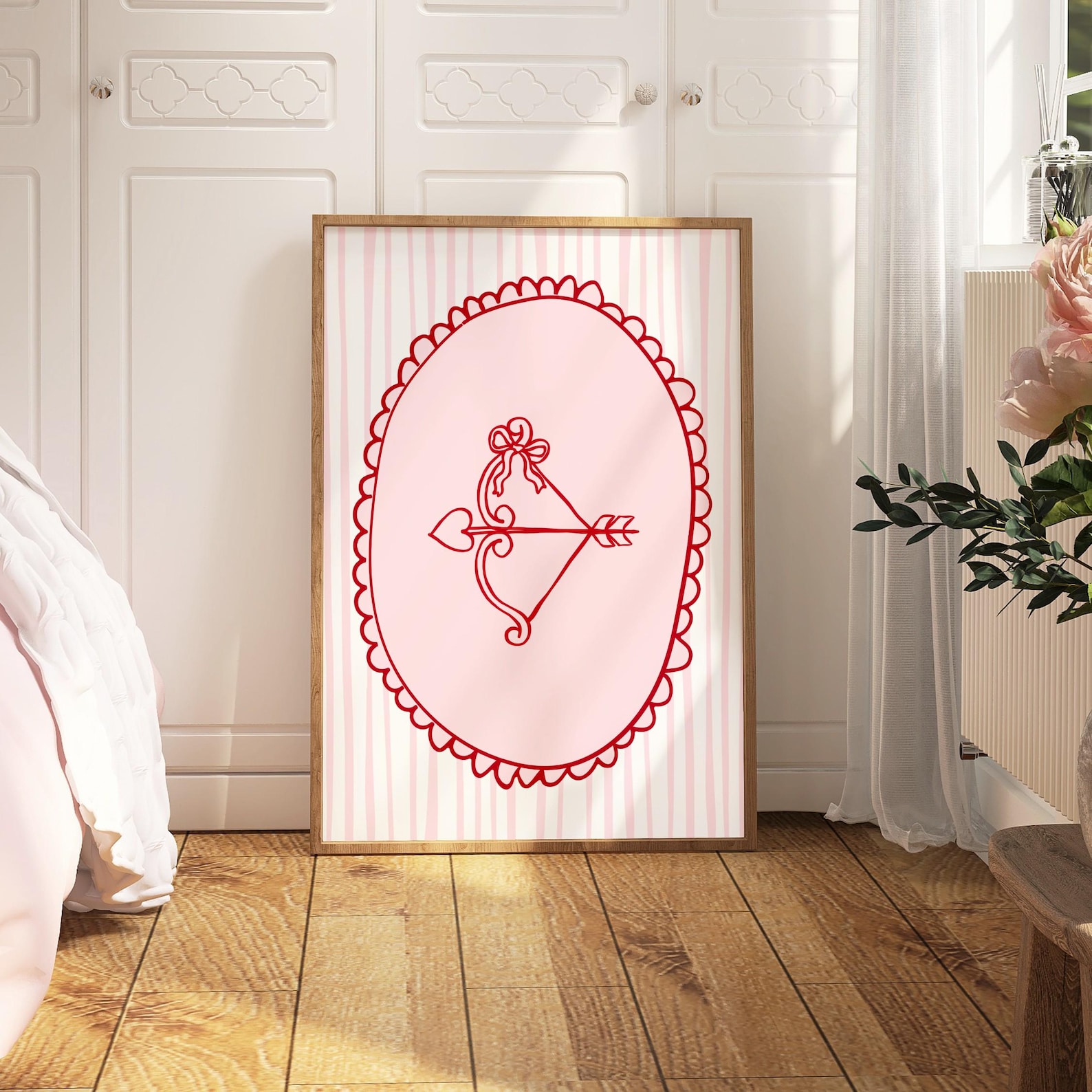Set of 6 Red Love Prints Hearts and Kisses Wall Art Valentine's Day ...