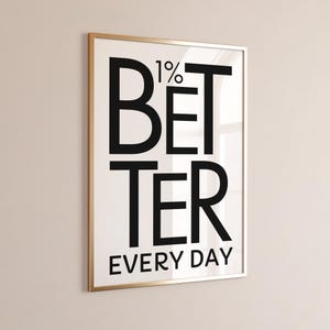Motivational 1% Better Everyday Poster Minimalistic Home Decor Office ...