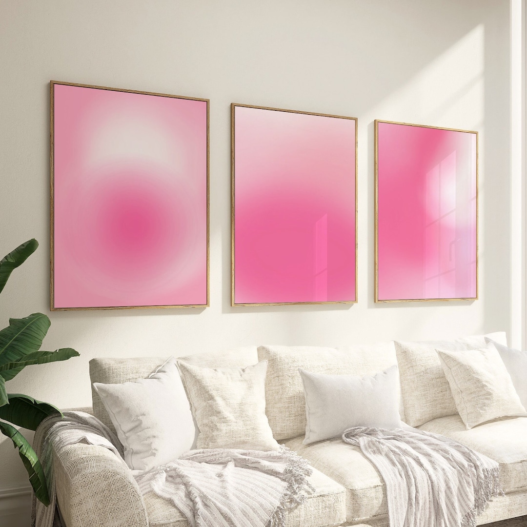 Pastel Aura Set of 3 Prints, Positive Pink Aura Poster, Blush Pink ...