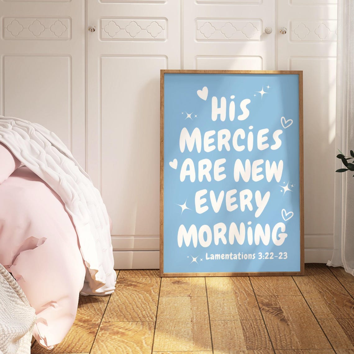 Modern Christian Art-blue Scripture Wall Art-his Mercies Are New Every ...
