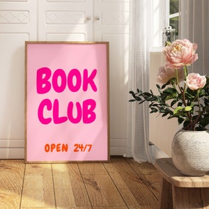 Book Club Print, Book Lovers Gift Print, Trendy Reading Corner Poster ...
