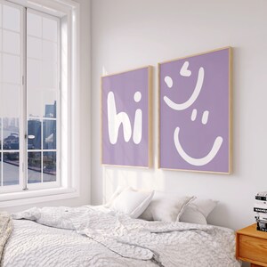 Hi Print Lavender Wall Art Hello Wall Art Happy Posters, Printable Art ...