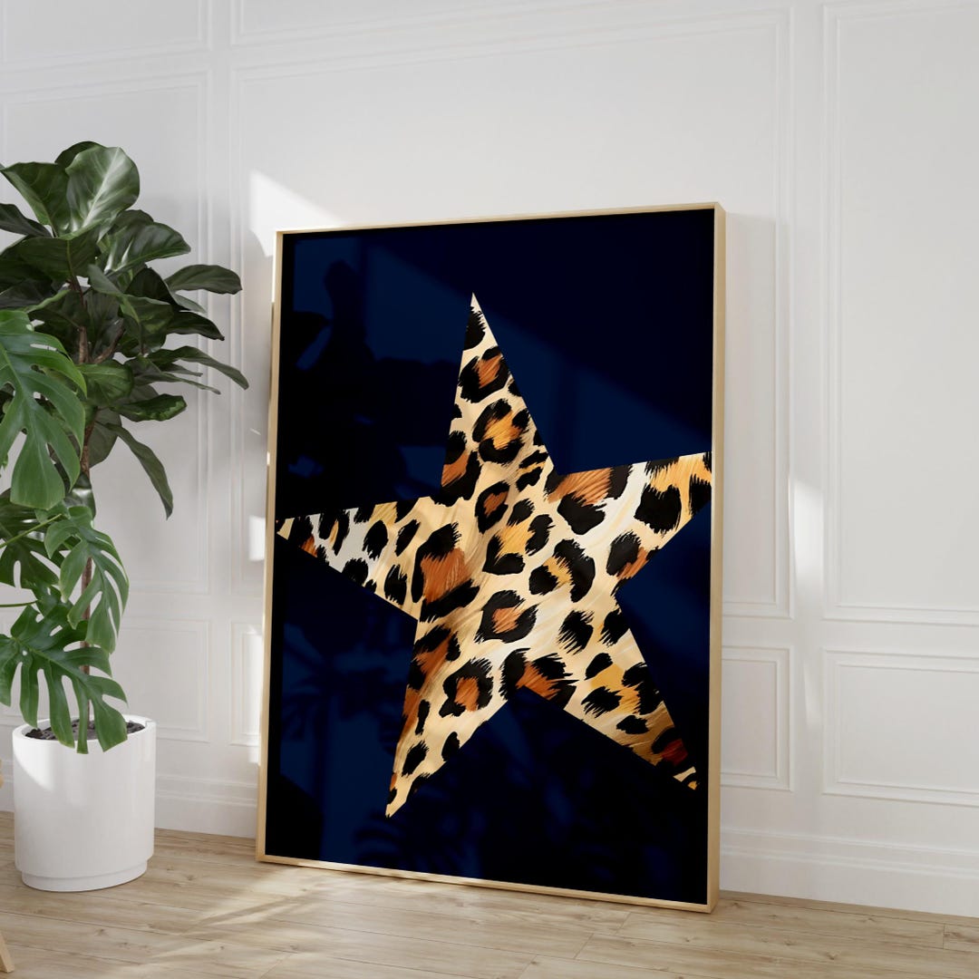 Leopard Print Star Wall Art Wild Animal Print Trendy Safari Star Decor ...