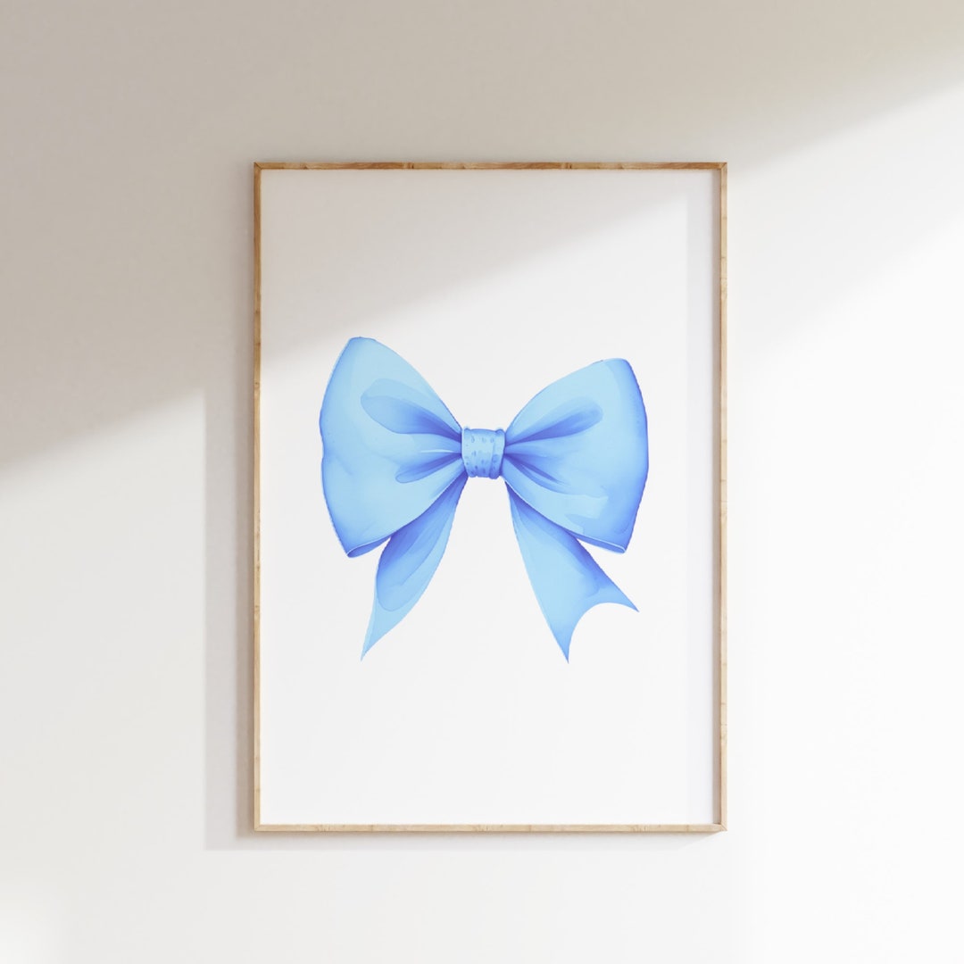 Blue Bow Print, Preppy Aesthetic Wall Art, Teen Room Decor, Preppy ...