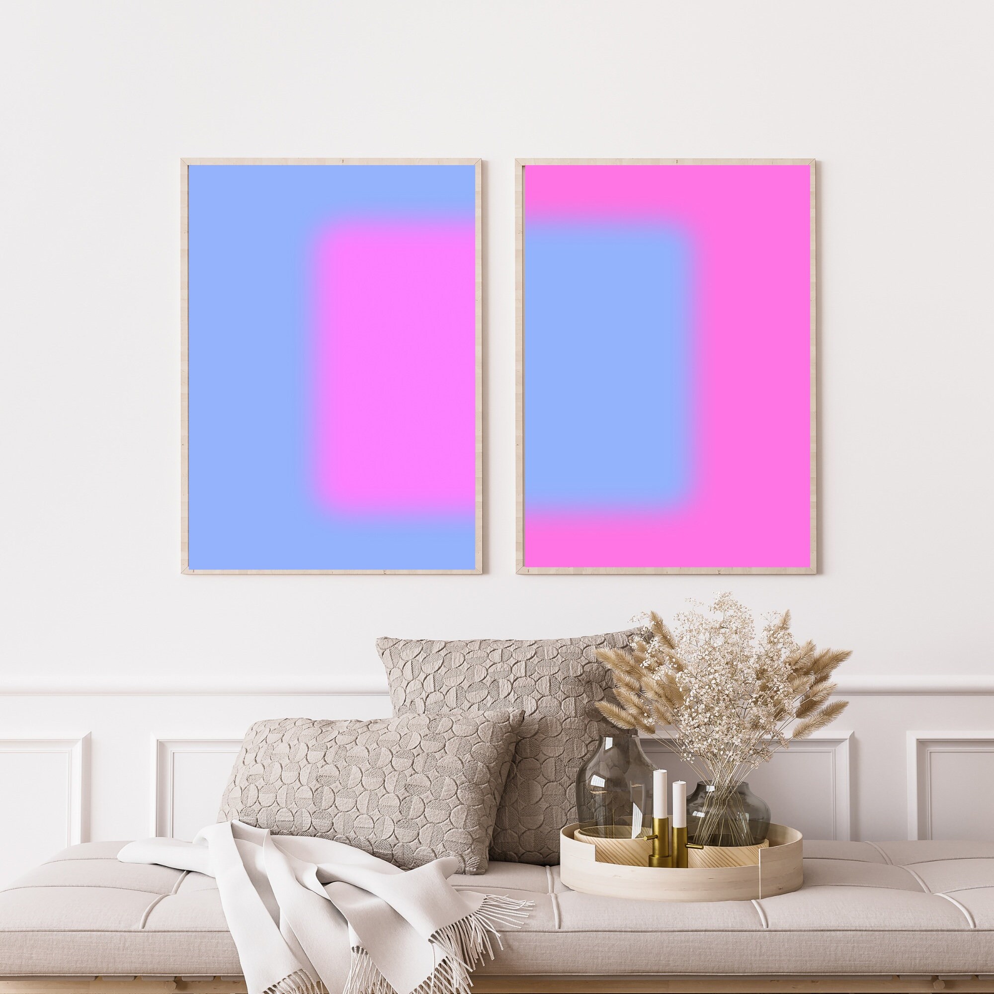 Pastel Aura set of 2 Prints, Positive Pink Aura Poster, Gradient Aura ...