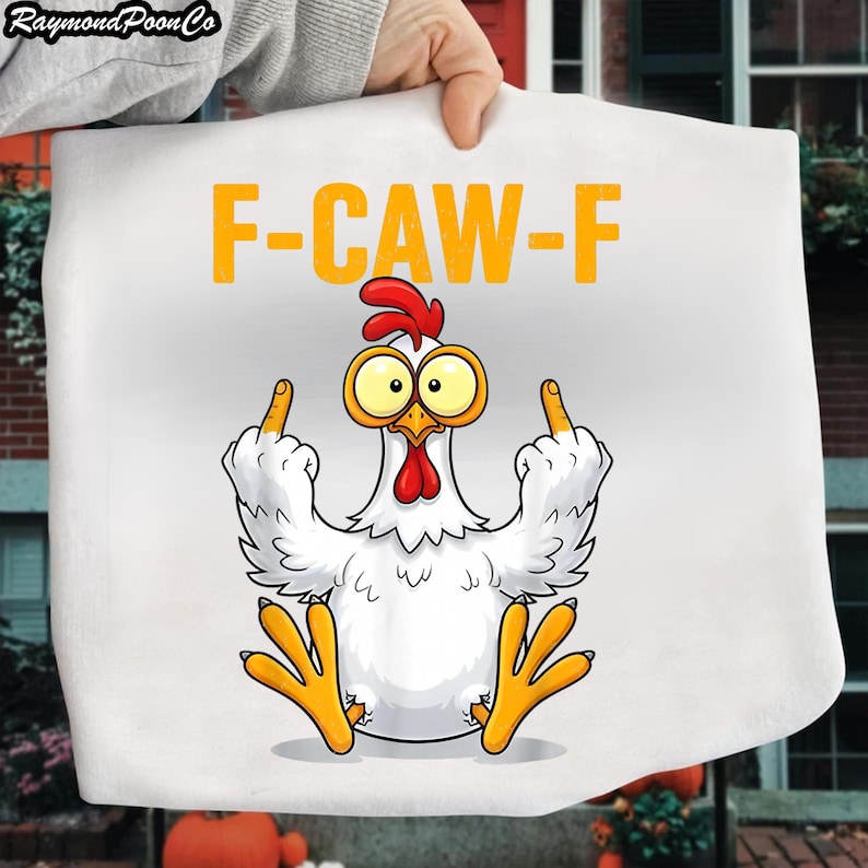 Funny F-caw-f Chicken PNG, Screaming Rooster Meme Clipart, Crazy Hen ...