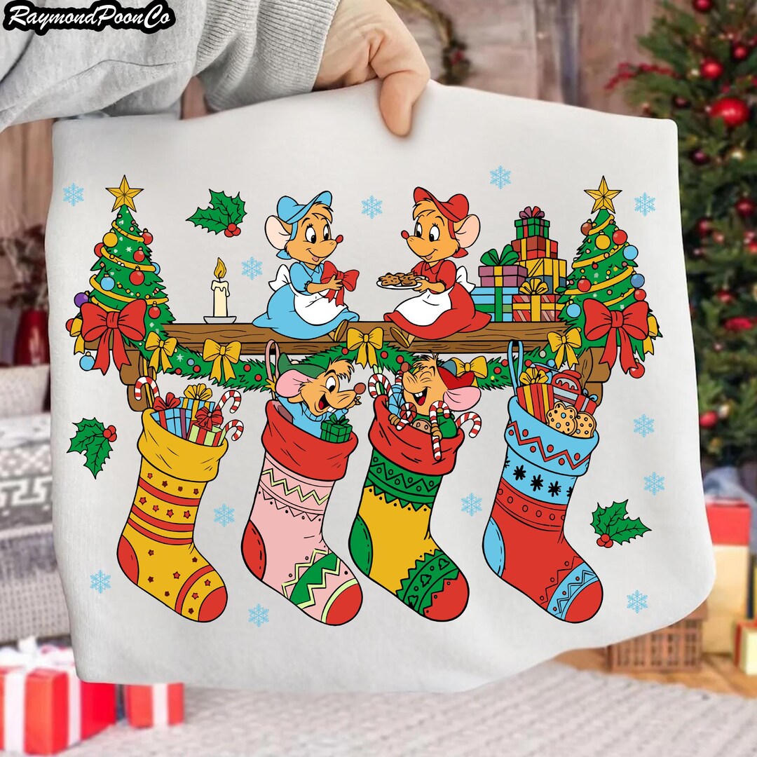 Retro Jaq Gus Gus Christmas Stocking PNG, Cinderella Mouse Sublimation ...