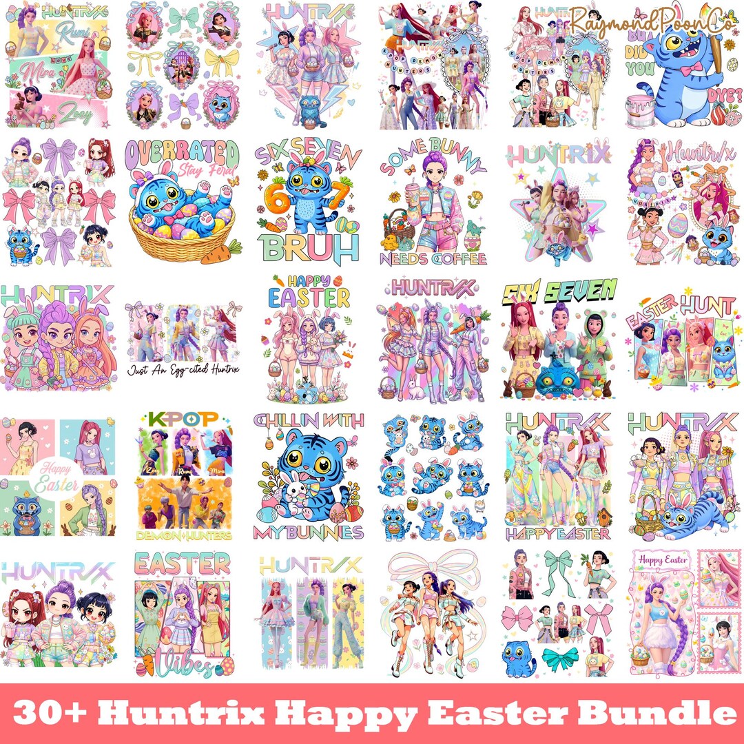 Huntrix Easter Day PNG Bundle, Happy Easter Day Png, Kpop Huntrix ...