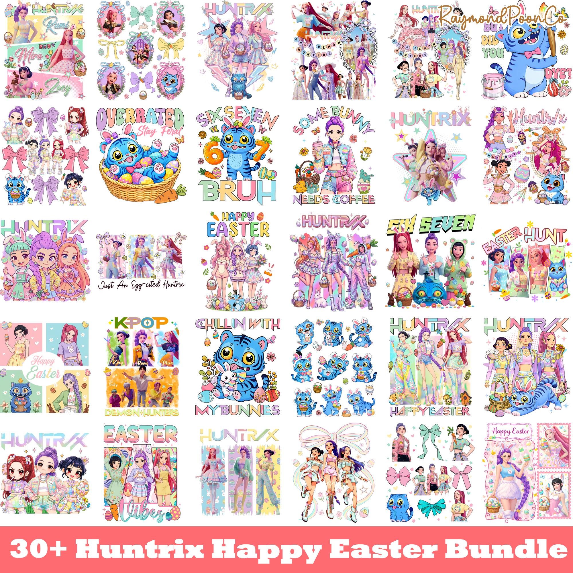 Huntrix Easter Day PNG Bundle, Happy Easter Day Png, Kpop Huntrix ...