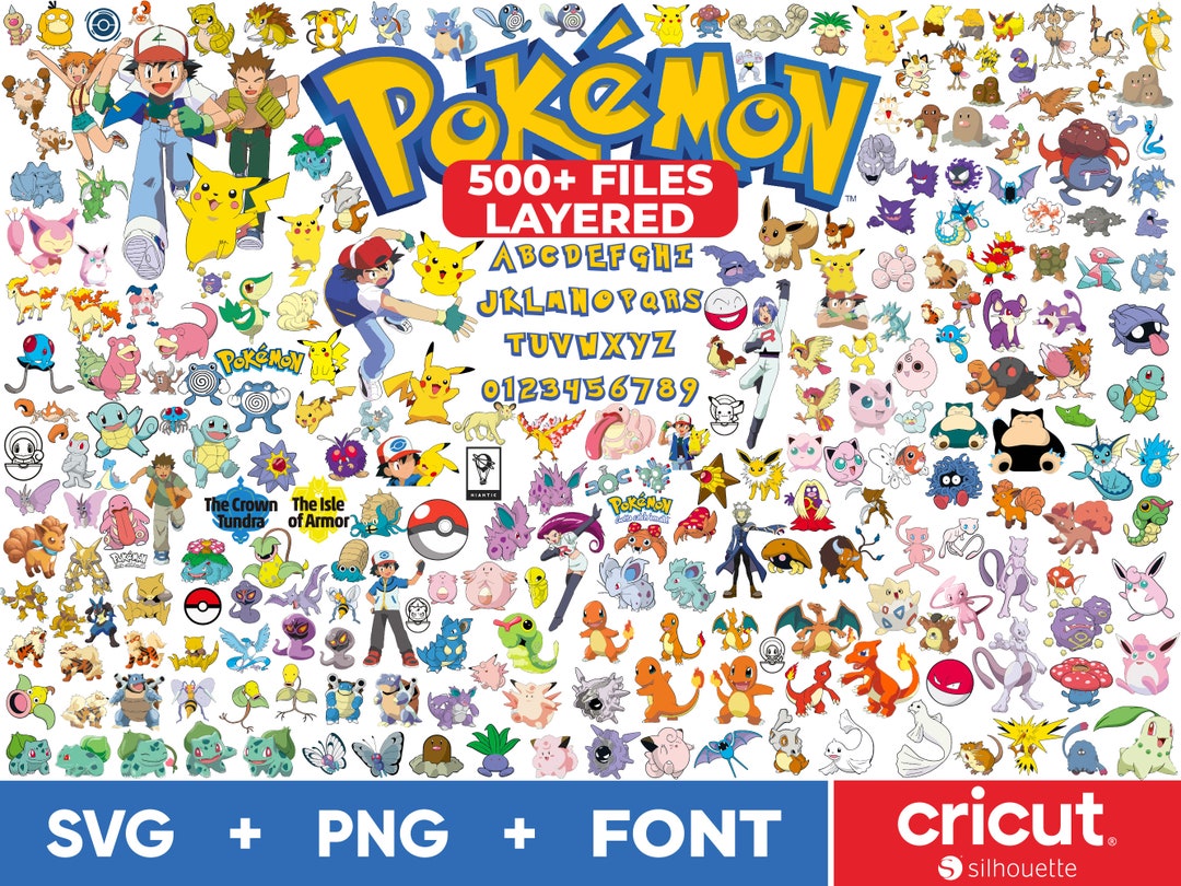 Pokemon SVG Bundle Pokemon Font Svg Pikachu Svg Archivos - Etsy México