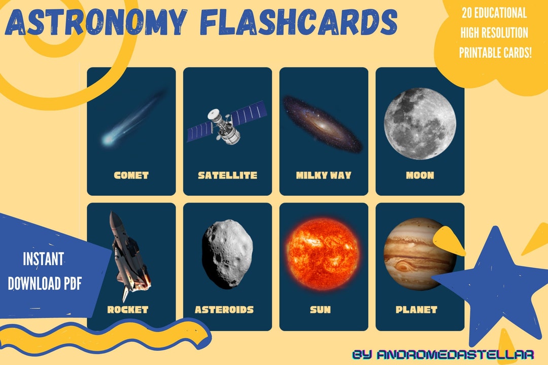 ASTRONOMY FLASHCARDS • 20 High Resolution Cards • PDF Printable Cards ...