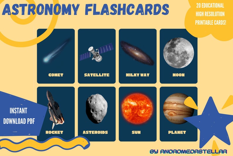 ASTRONOMY FLASHCARDS • 20 High Resolution Cards • PDF Printable Cards ...