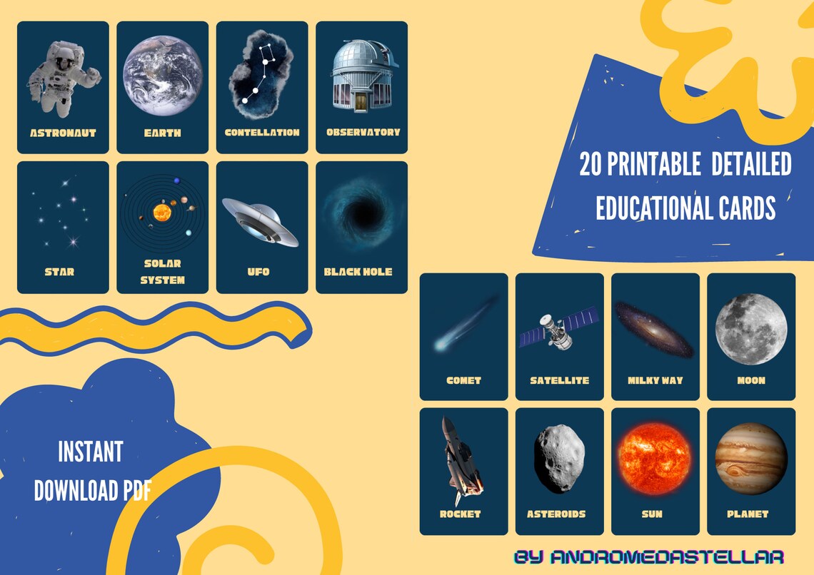 ASTRONOMY FLASHCARDS • 20 High Resolution Cards • PDF Printable Cards ...