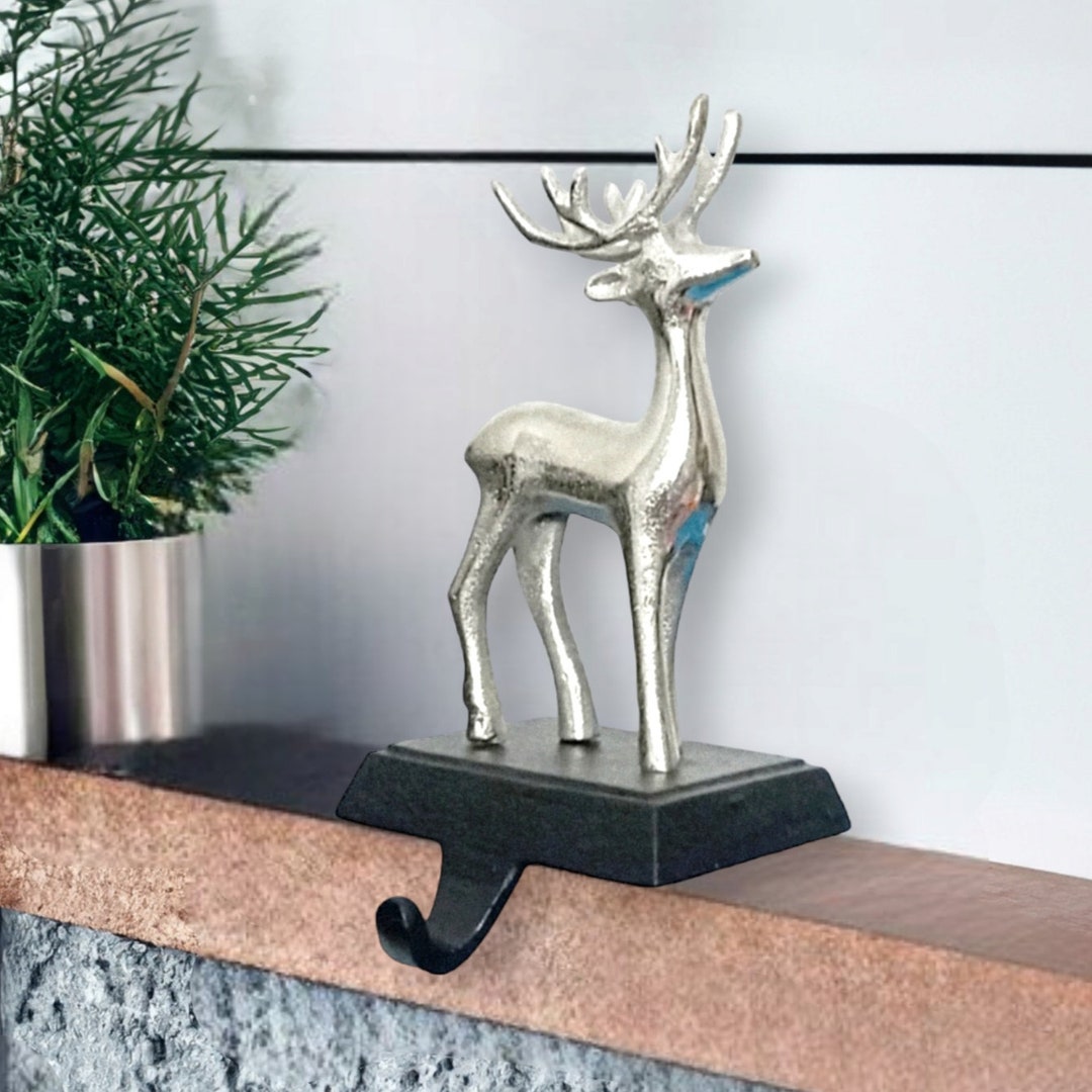 Stag Reindeer Metal Stocking Hanger for Mantle Fireplace Decoration - Etsy