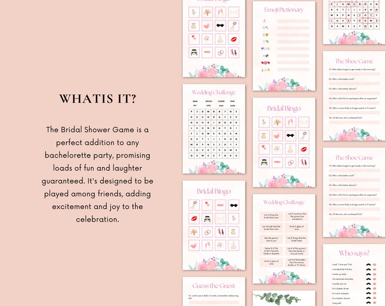 Bridal Shower Game Printable Bridal Shower Games Bachelorette Party ...