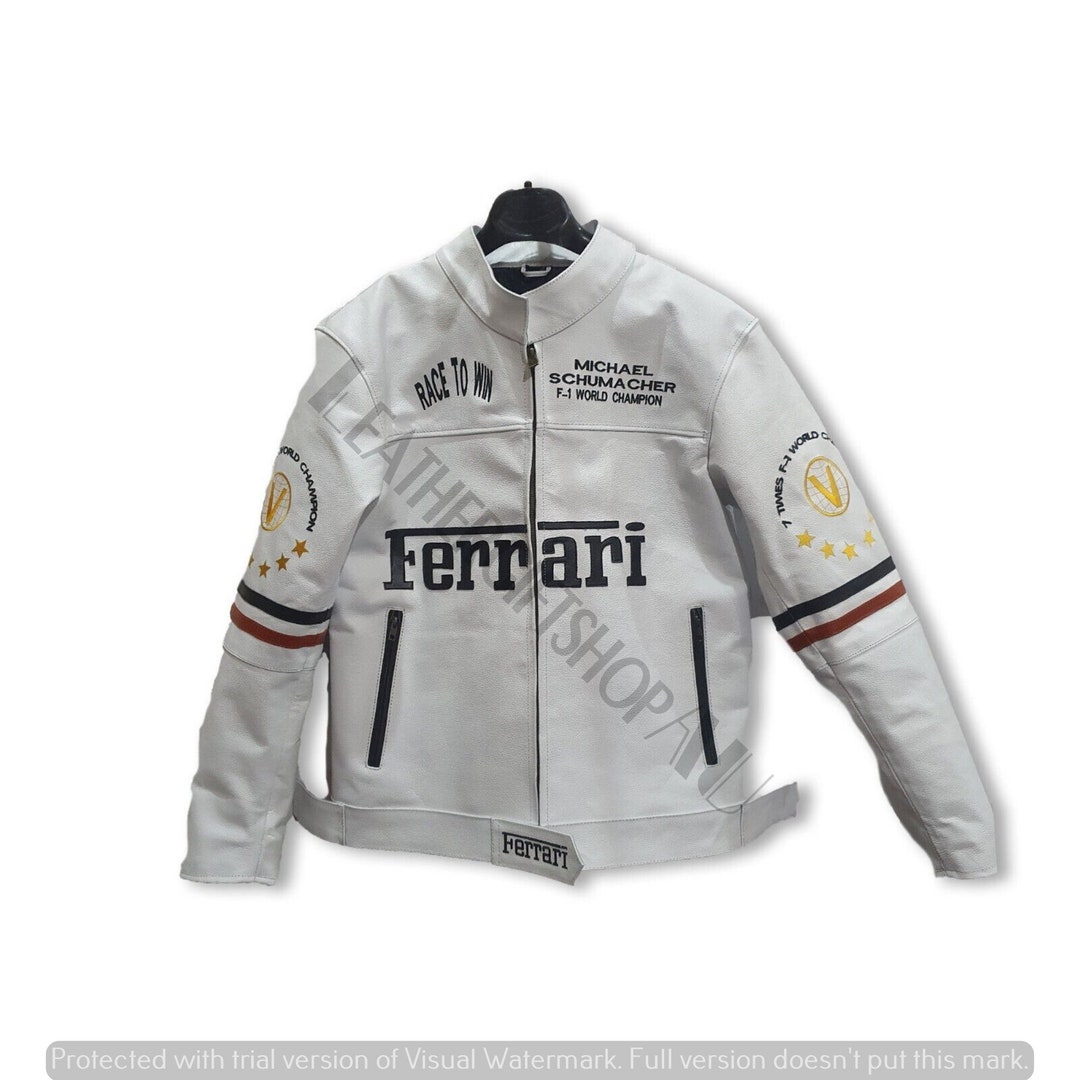Ferrari F1 Racing Jacket Men Cowhide Leather 90s Vintage - Etsy