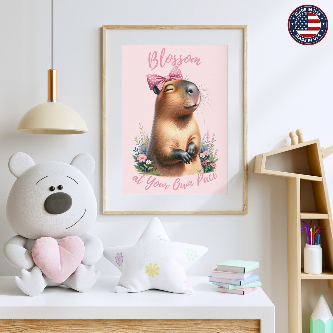 Capybara Wall Art Dopamine Decor, Soft Girl Aesthetic, Watercolor Print ...
