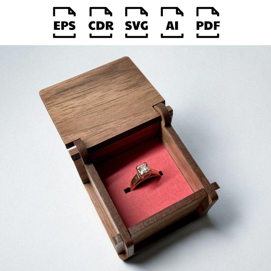 Wooden Ring Box SVG Laser Cut File, 3mm 1/8" Wooden Ring Box CDR File ...