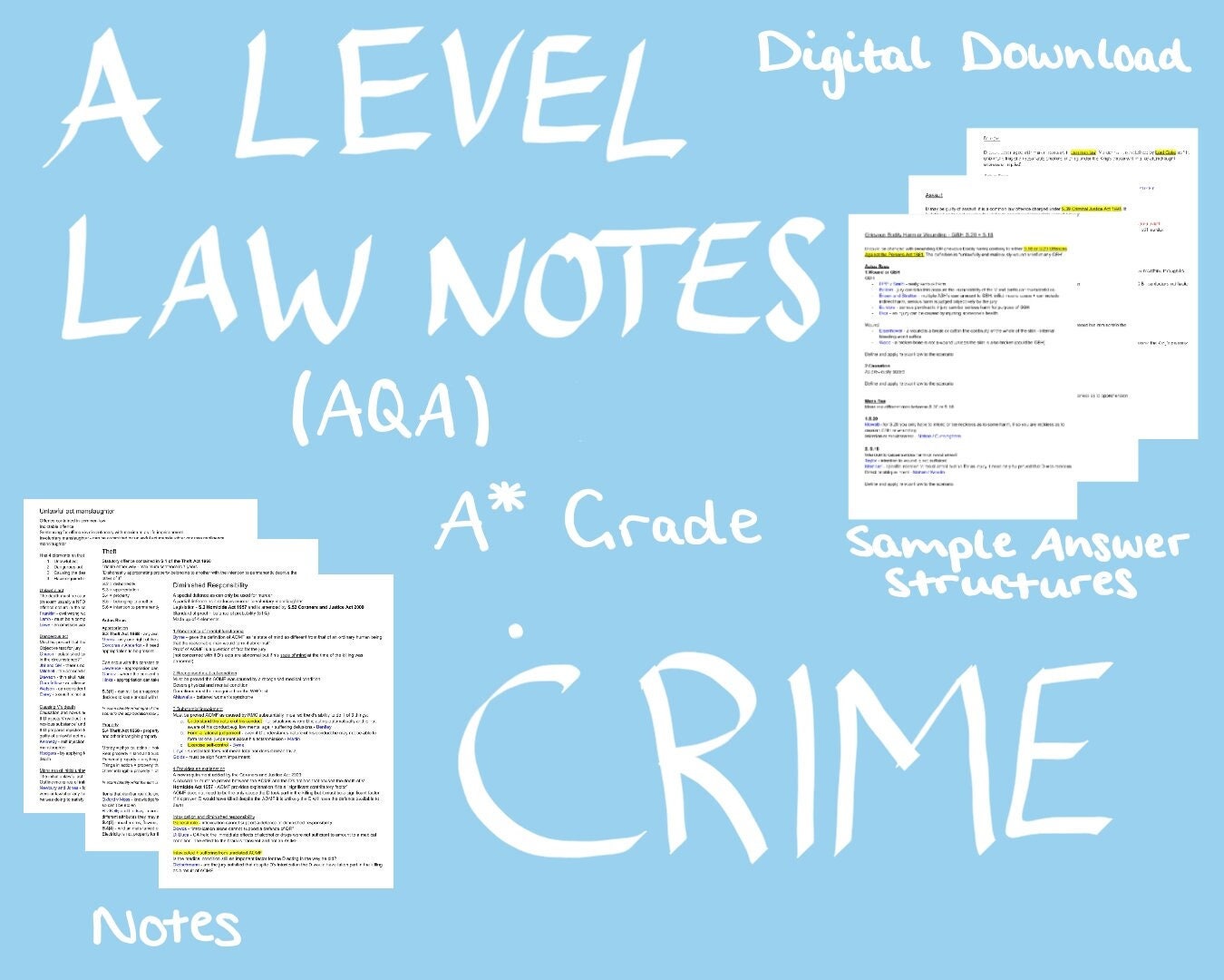 A Level Criminal Law Notes and Sample Answer Structures AQA - Etsy UK