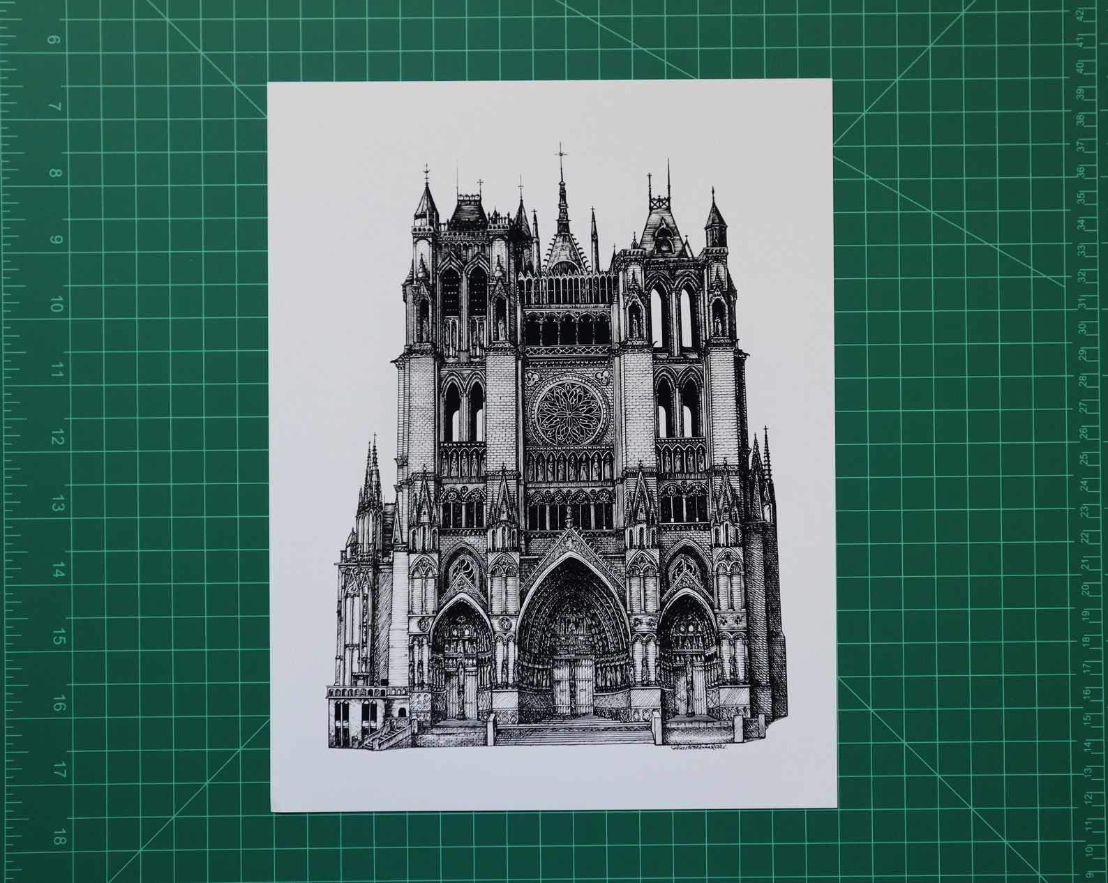 Art Print I Amiens Cathedral - Ink Drawing by Charles Doan - Etsy