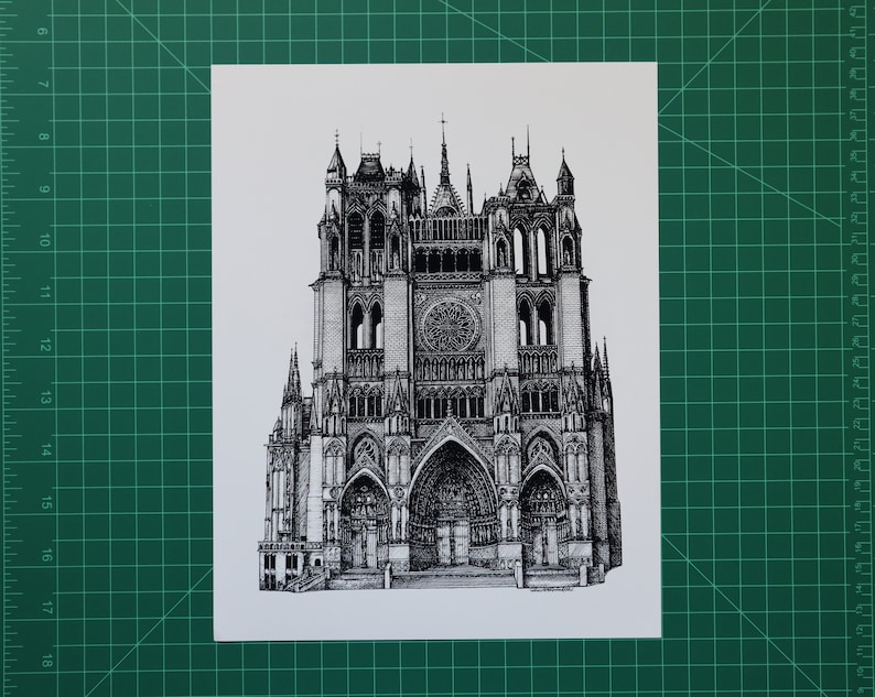 Art Print I Amiens Cathedral Ink Drawing by Charles Doan - Etsy