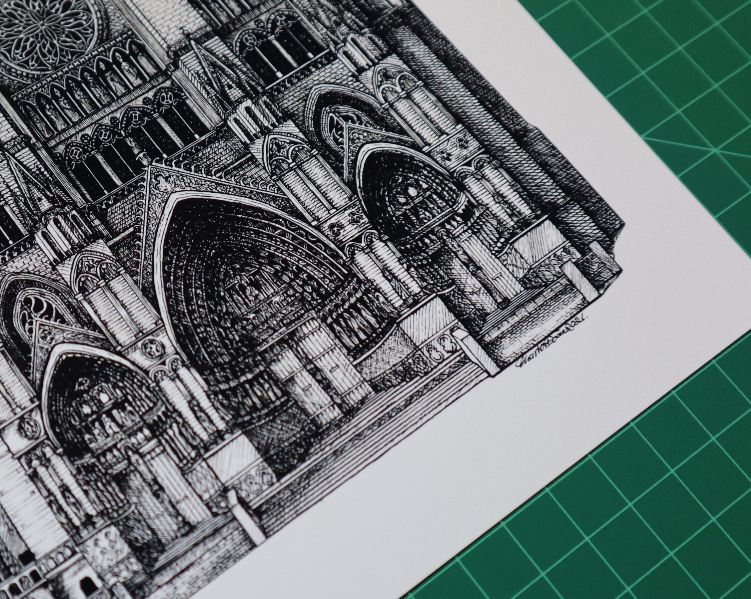 Art Print I Amiens Cathedral - Ink Drawing by Charles Doan - Etsy