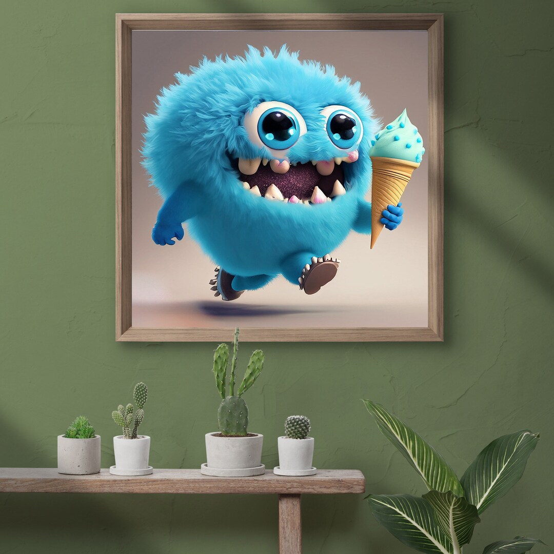 Cute Ice Cream Monster AI Art Print Photo Canvas timmy - Etsy